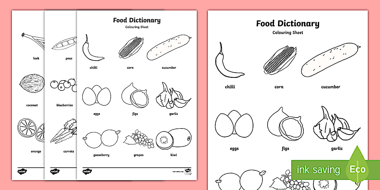 Food Dictionary Colouring Pages - Fruit Dictionary Colouring Sheet
