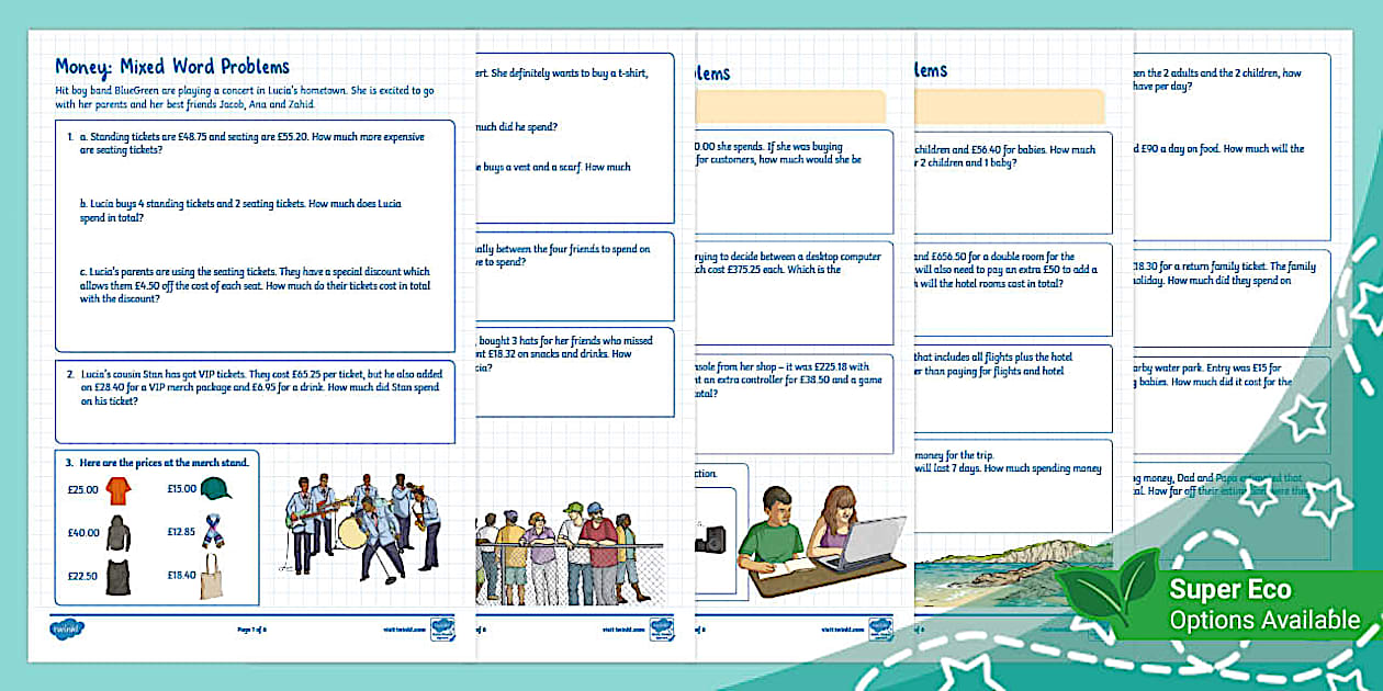 Money: Mixed Word Problems (Ages 9 - 11) (teacher made)