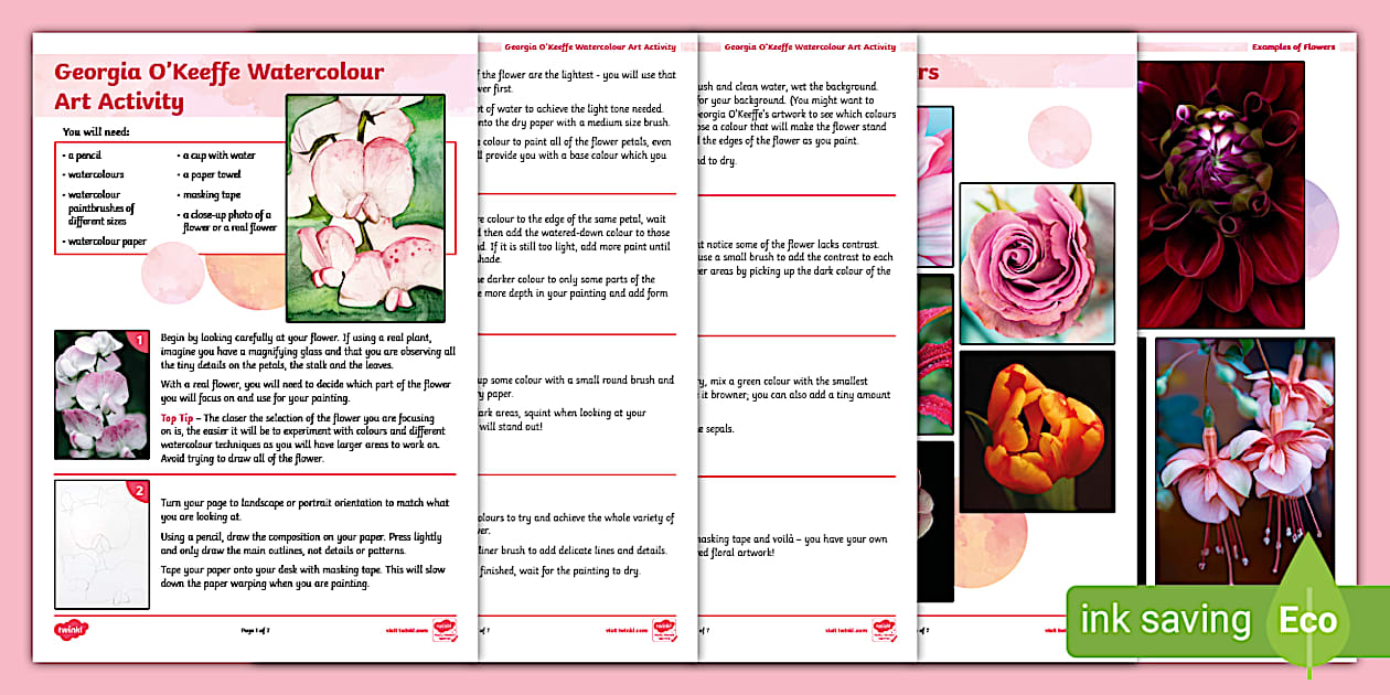 KS2 Georgia O'Keeffe Themed Watercolour Art Activity