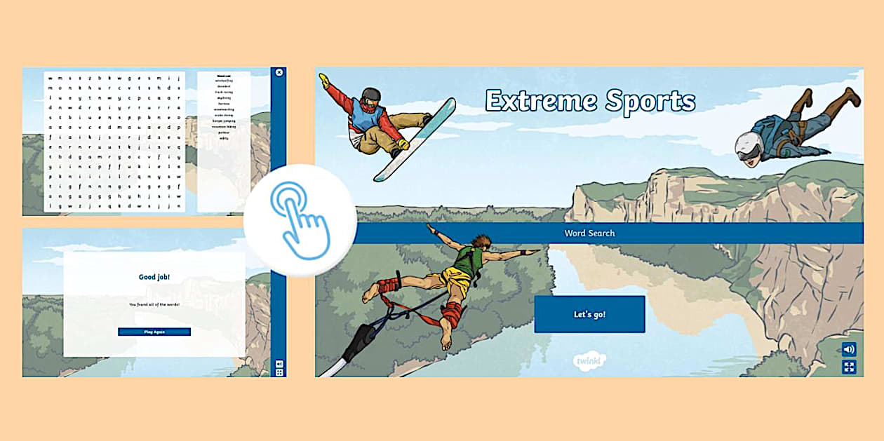 Extreme Sports Word Search | Twinkl | Virtual Puzzles | Game