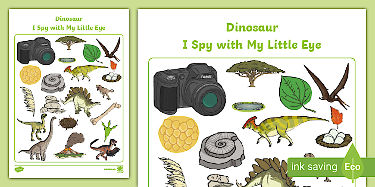 Black and White Dinosaur-Themed I Spy With My Little Eye Activity