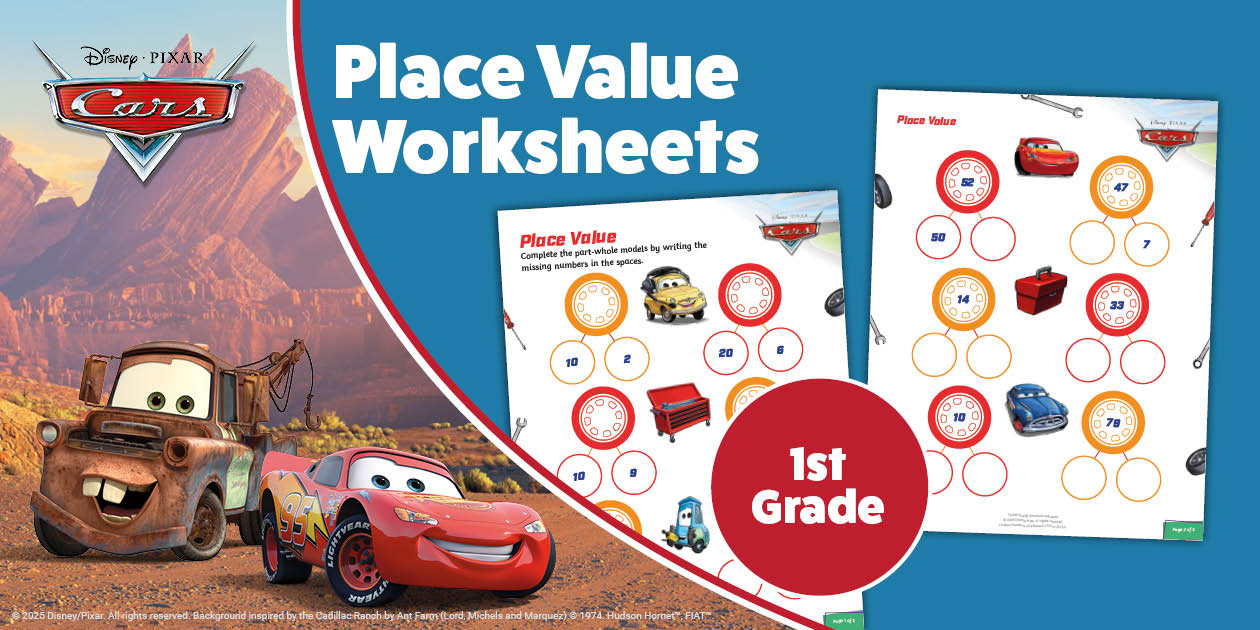 Cars: First Grade Place Value Part-Whole Models With Tens and Ones