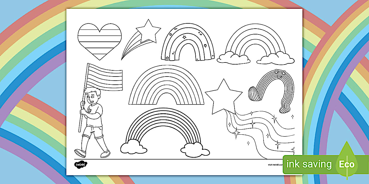 Rainbow Doodle Colouring Page (teacher made) - Twinkl
