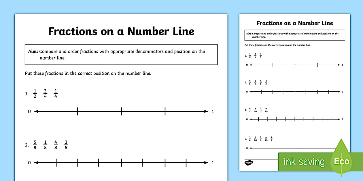 Fractions on a Number Line Worksheet Activity | Twinkl USA