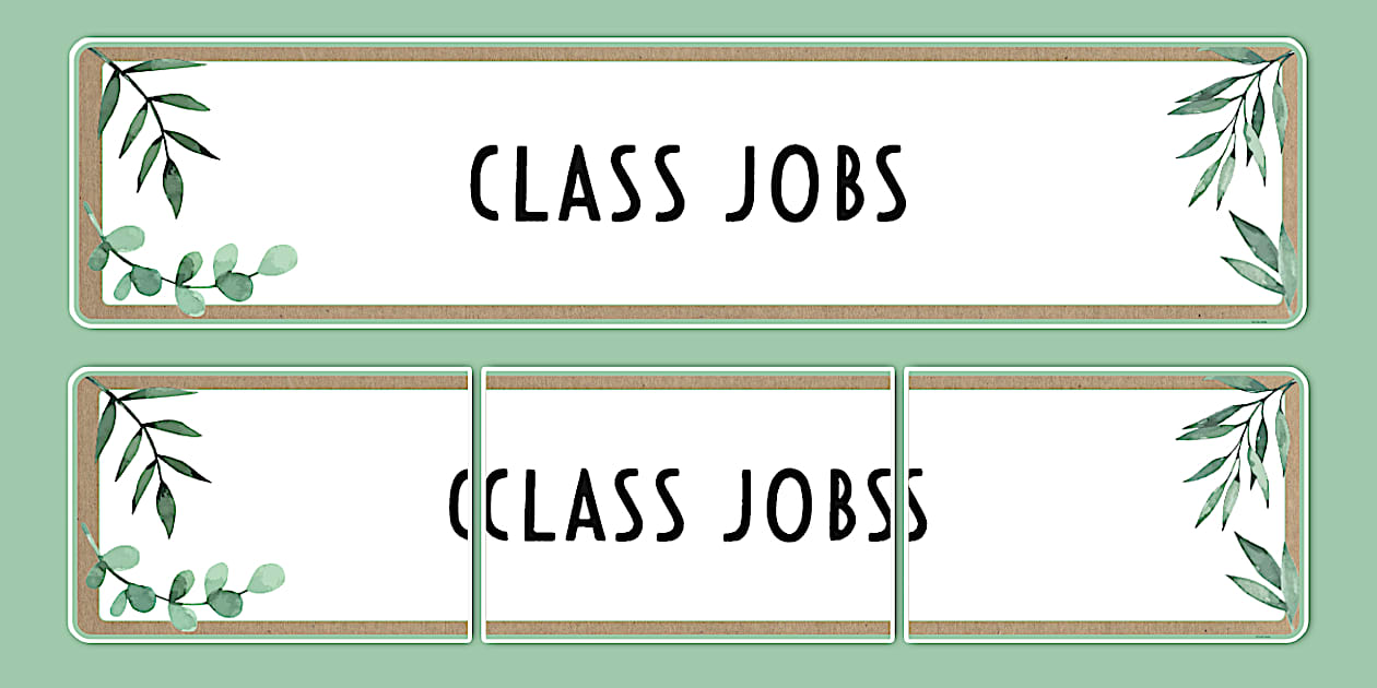 Muted Botanical Themed Class Jobs Display Banner - Twinkl