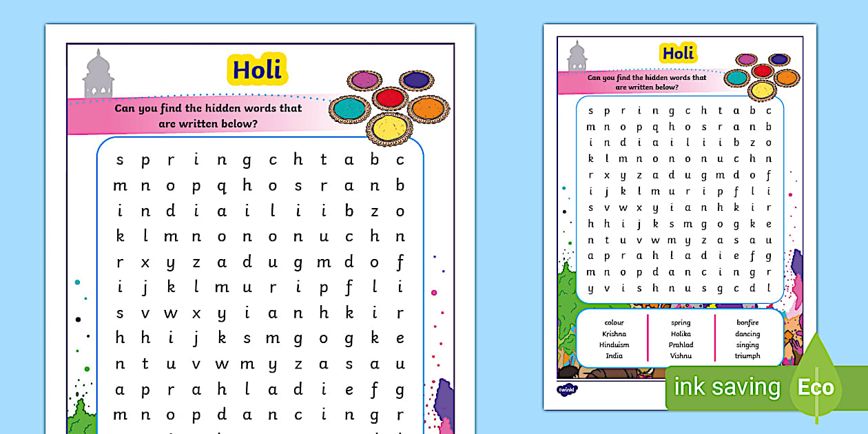 Holi Word Search - KS1 - RE Resources - Twinkl