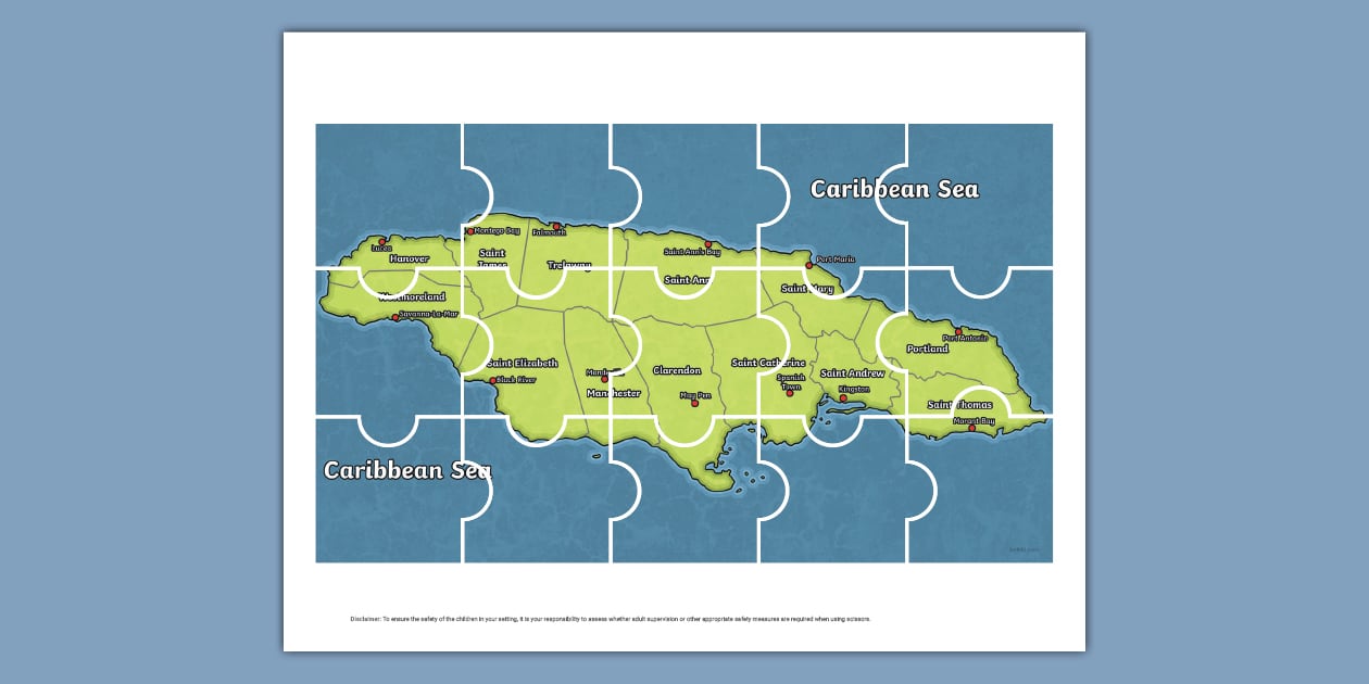 Jamaica Map Jigsaw Puzzle (teacher made) - Twinkl