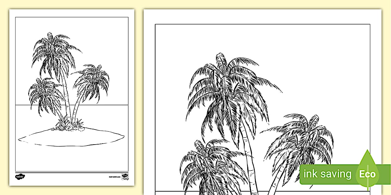 KS2 Desert Island Colouring Sheet (teacher made) - Twinkl