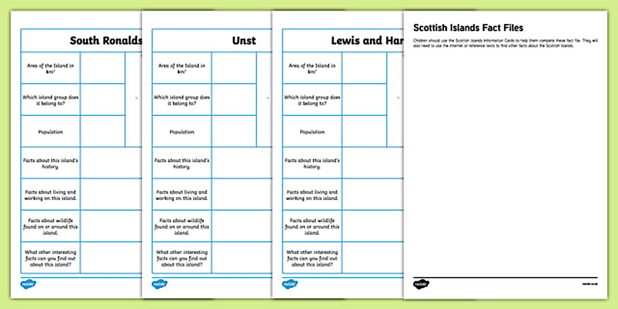 Scottish Islands Fact File Worksheet / Worksheets-Scottish, worksheet