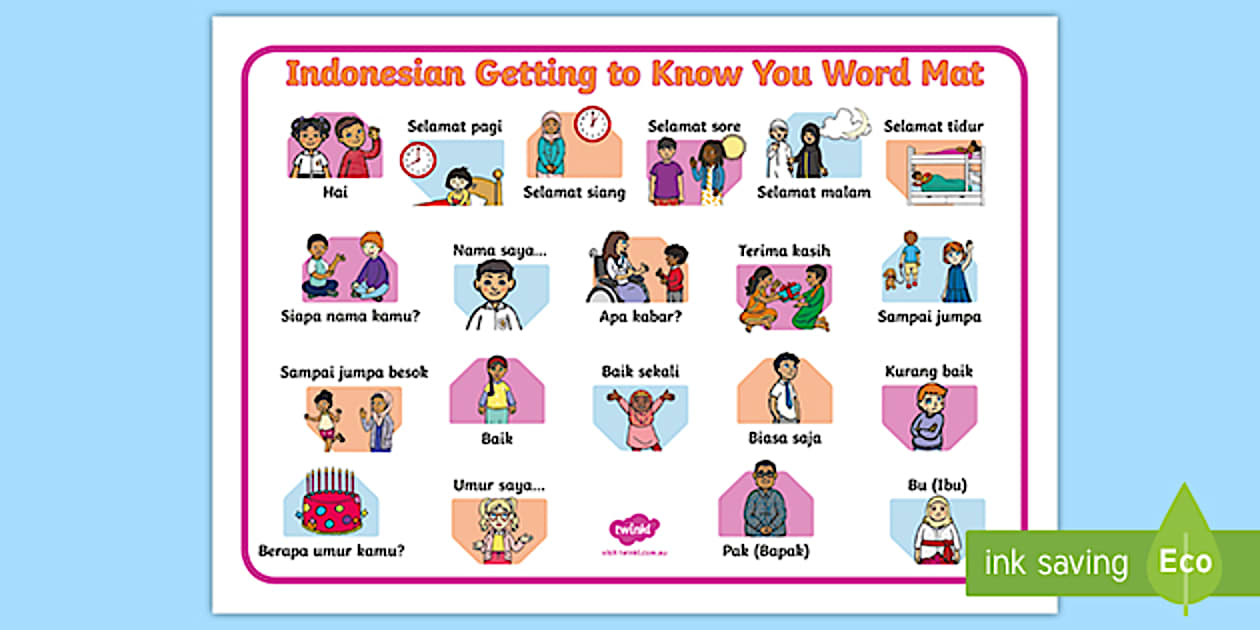 QLD Getting to Know You Word Mat Indonesian (teacher made)