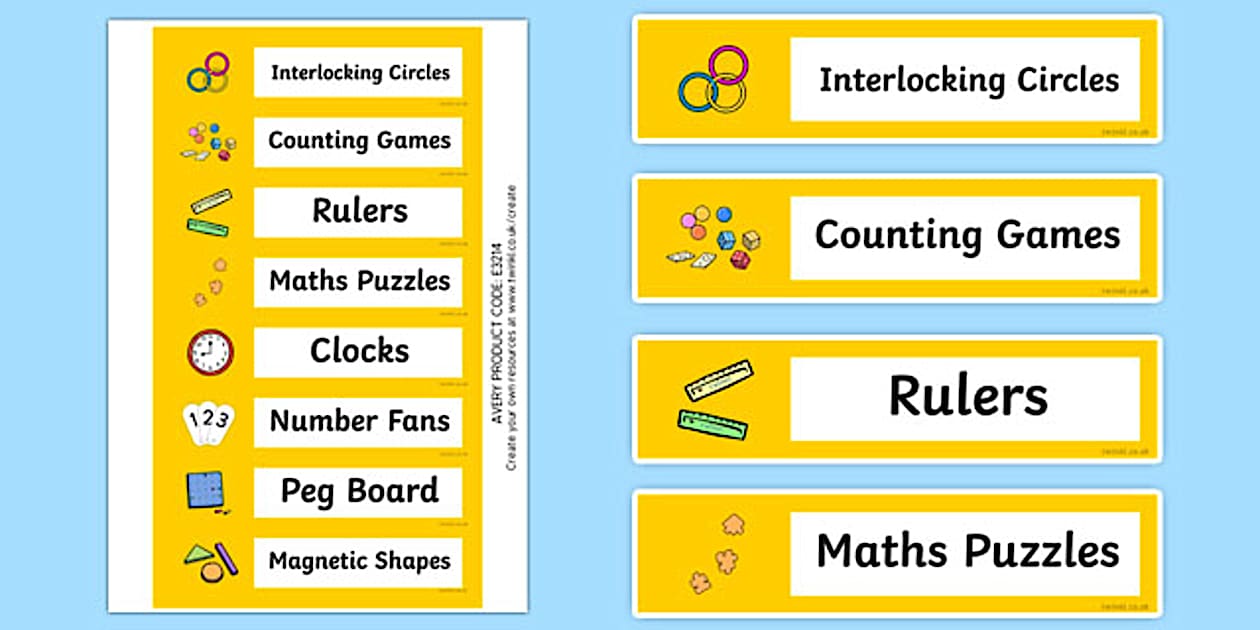 Maths Resource Editable Labels - Twinkl