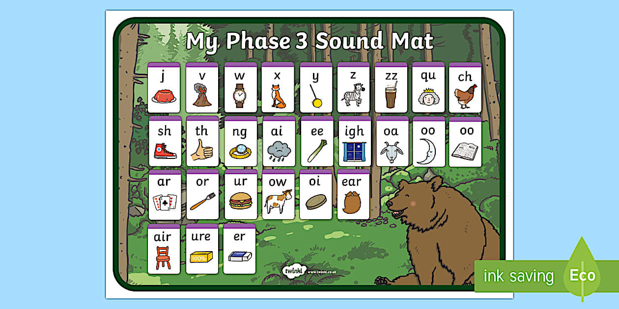 Bear Themed Phase 3 Sound Mat - Phase 3 Sound Mat - Twinkl