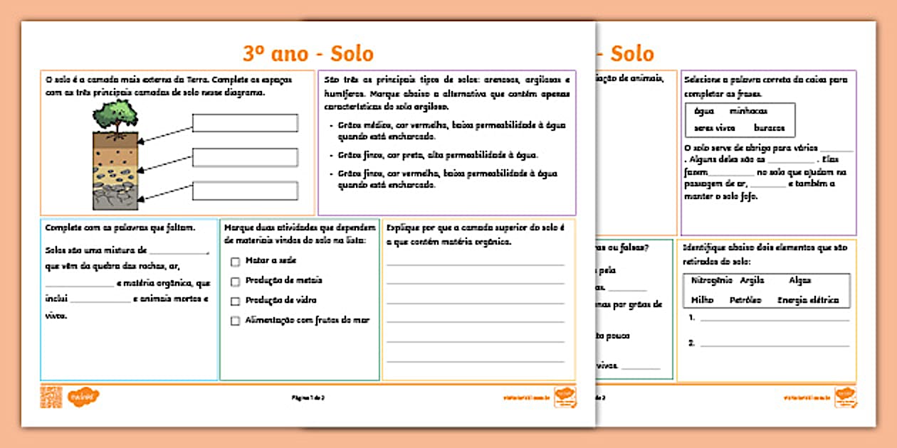 3º ano - Solos - Atividades de revisão (teacher made)