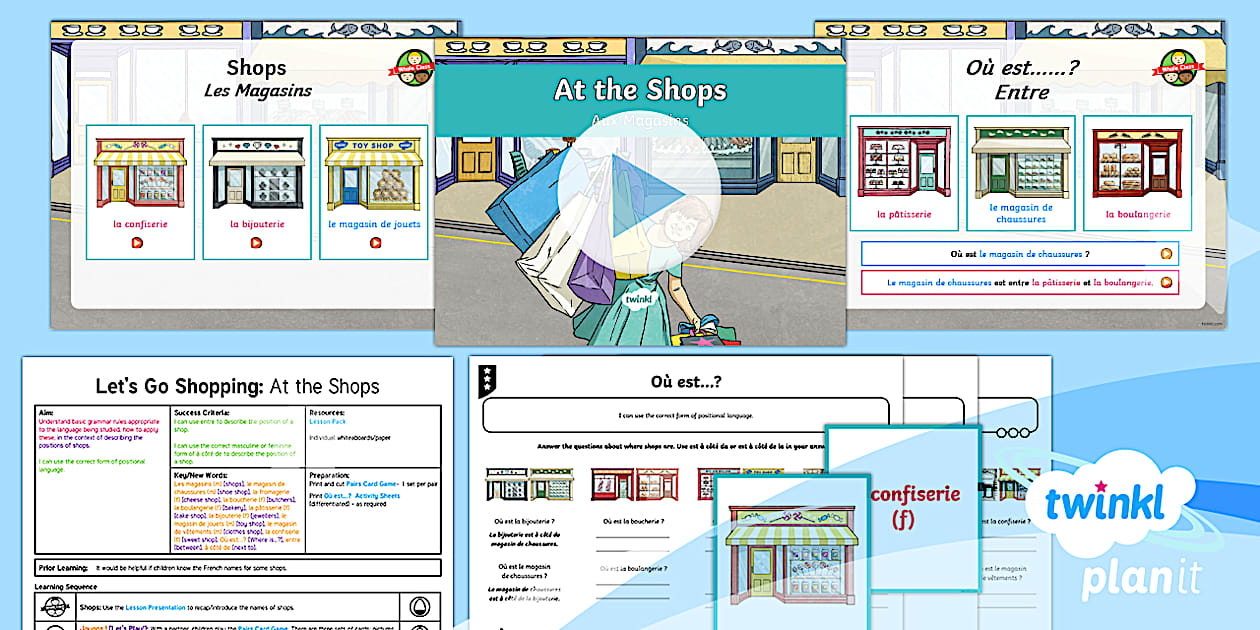 French: Let's Go Shopping: At the Shops Year 6 Lesson Pack 2