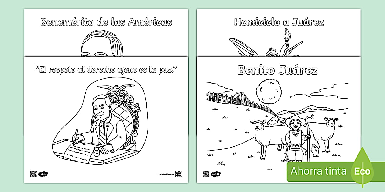 Hojas de Benito Juárez para colorear para niños - Twinkl