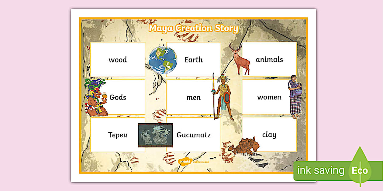 Cursive Maya Creation Story Word Mat (teacher made) - Twinkl