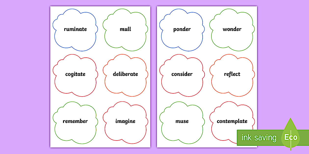 Thinking Verbs Example Cut-Outs | What are thinking verbs?