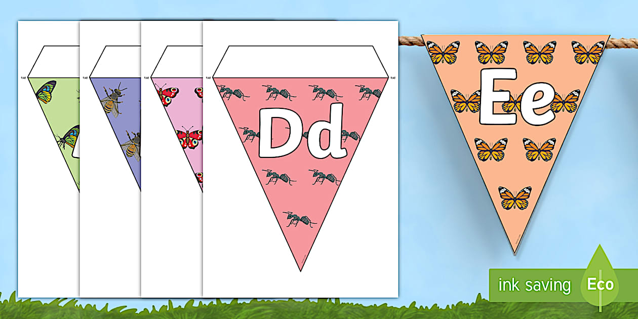 Cursive Minibeast-Themed Alphabet Display Bunting - Twinkl