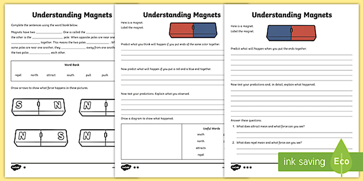 Understanding Magnets Differentiated Worksheet - Twinkl