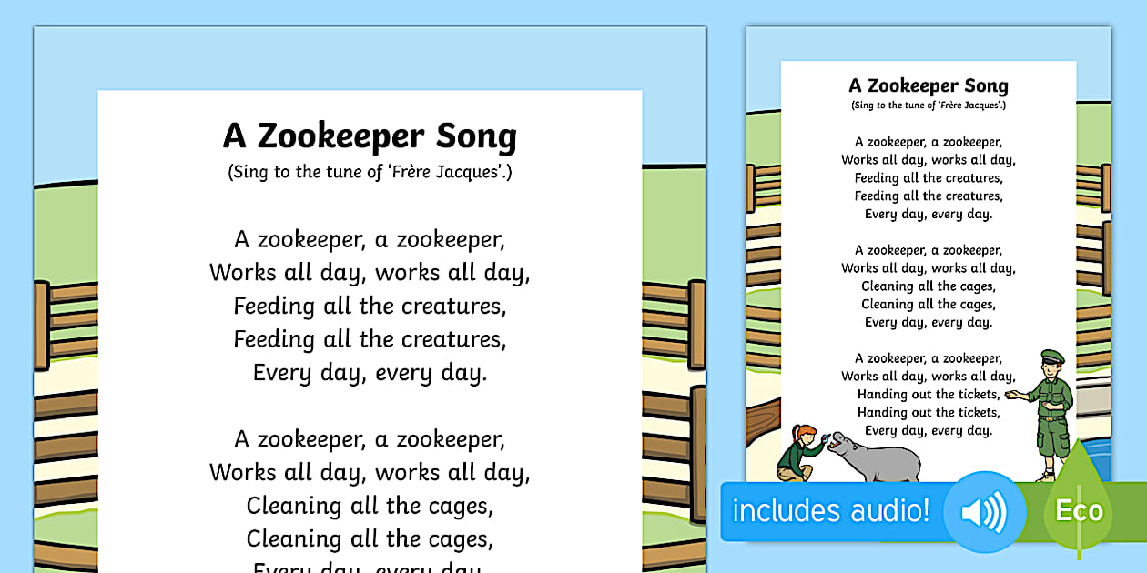 A Zookeeper Song (teacher made) - Twinkl