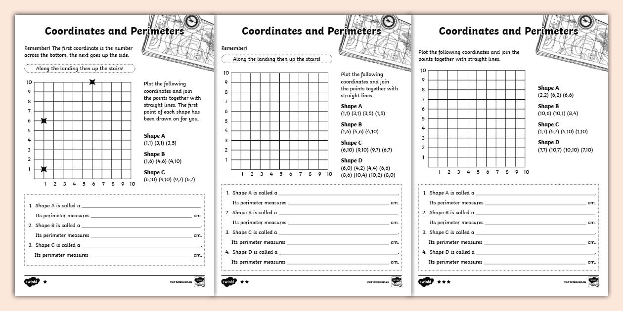 Coordinates and Perimeter Worksheet (teacher made) - Twinkl