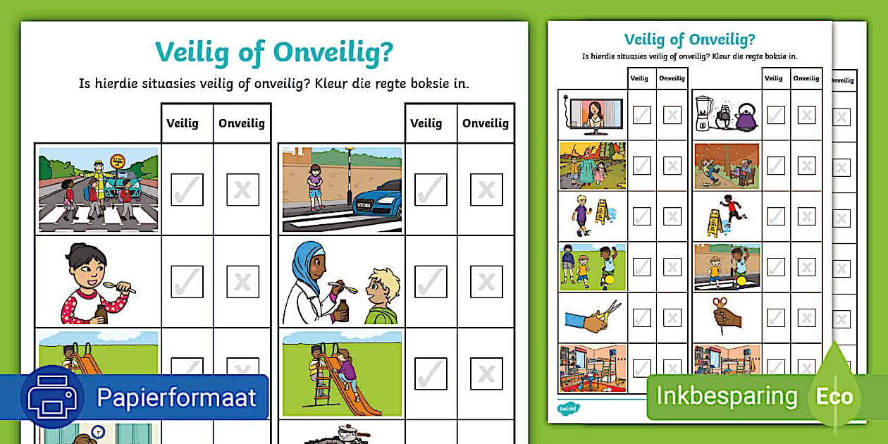 Veilig of Onveilig Werkkaart (Lehrer gemacht) - Twinkl