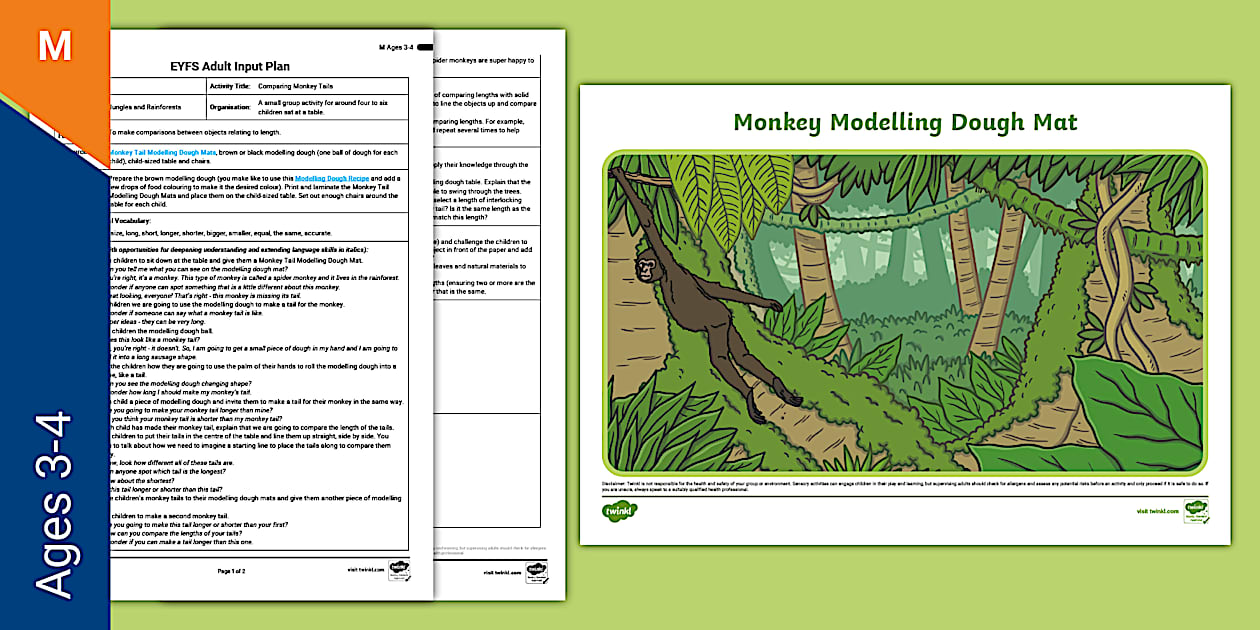 Kindergarten Comparing Monkey Tails Adult Input Plan Resource Pack