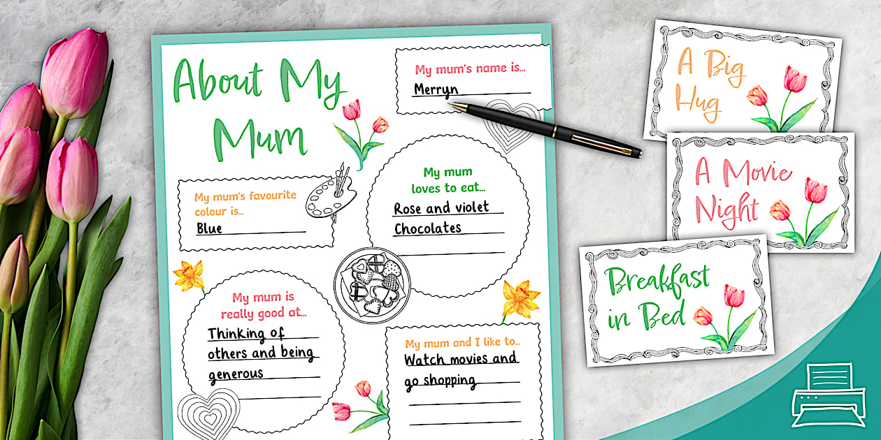 All About My Mum Activity Sheet (teacher made) - Twinkl