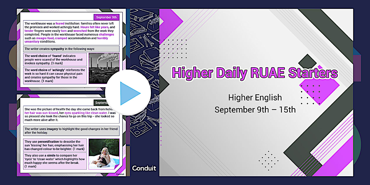 Higher Daily RUAE Starters Sep 9th - 15th (teacher made)