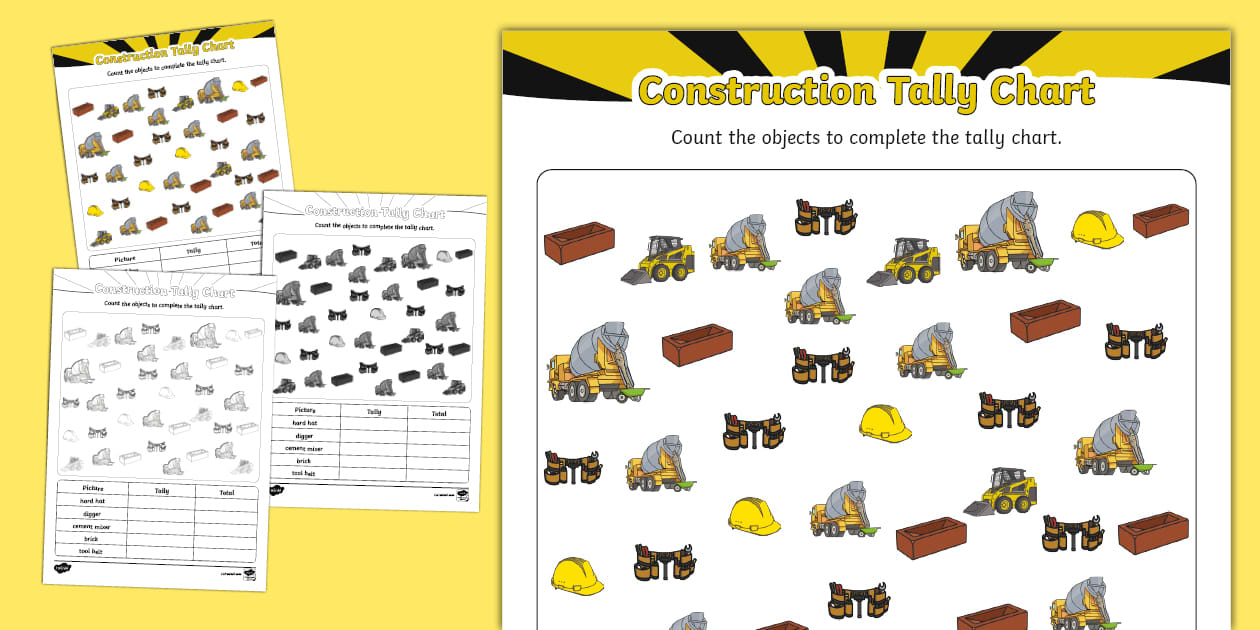 👉 Construction Count and Tally Worksheet - Twinkl