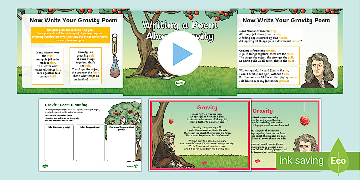 Writing a Poem About Gravity Lesson Pack (teacher made)