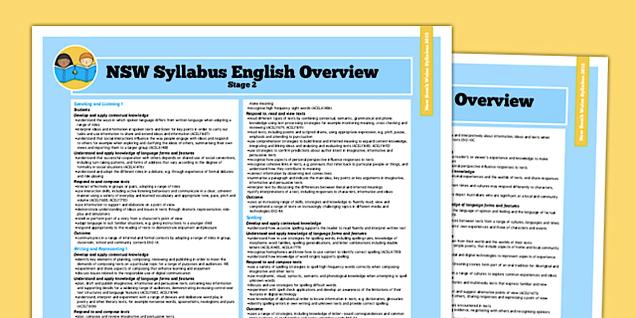 Black and White NSW Stage 2 English Syllabus Overview