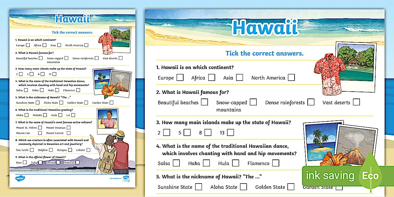 Hawaii Quiz (Teacher-Made) - Twinkl