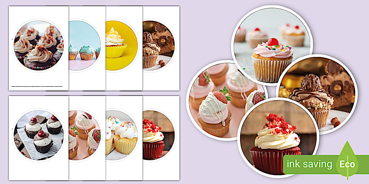 Cupcakes Display Circle Photo Cut-Outs - Twinkl