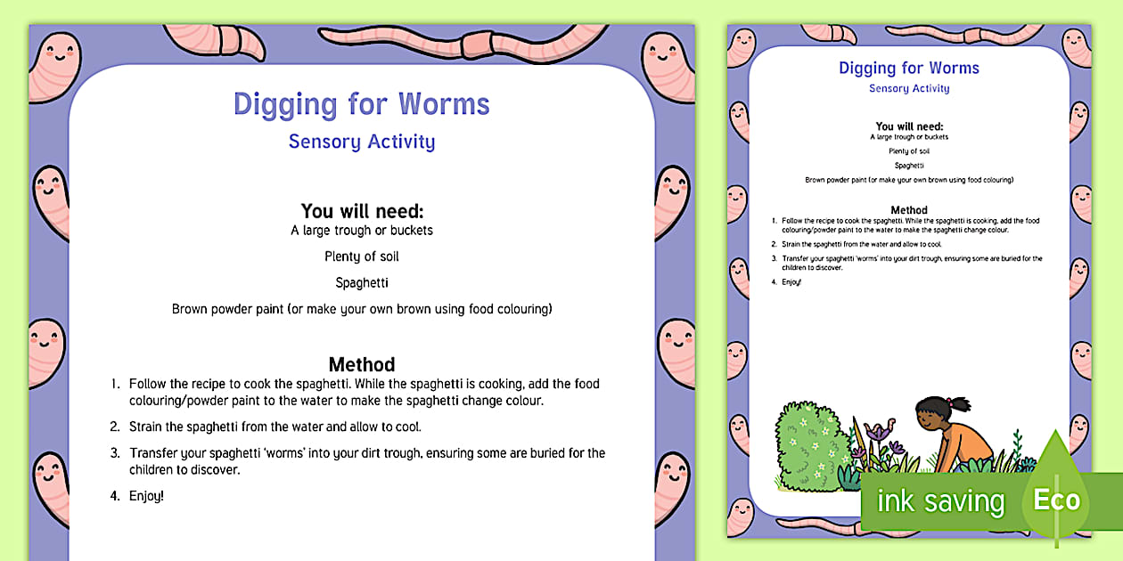 Digging for Worms Spring Sensory Recipe - Twinkl