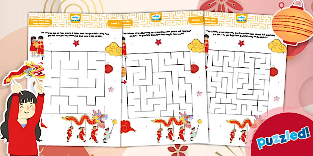Lunar New Year Maze Puzzle Pack | Twinkl Puzzled - Twinkl
