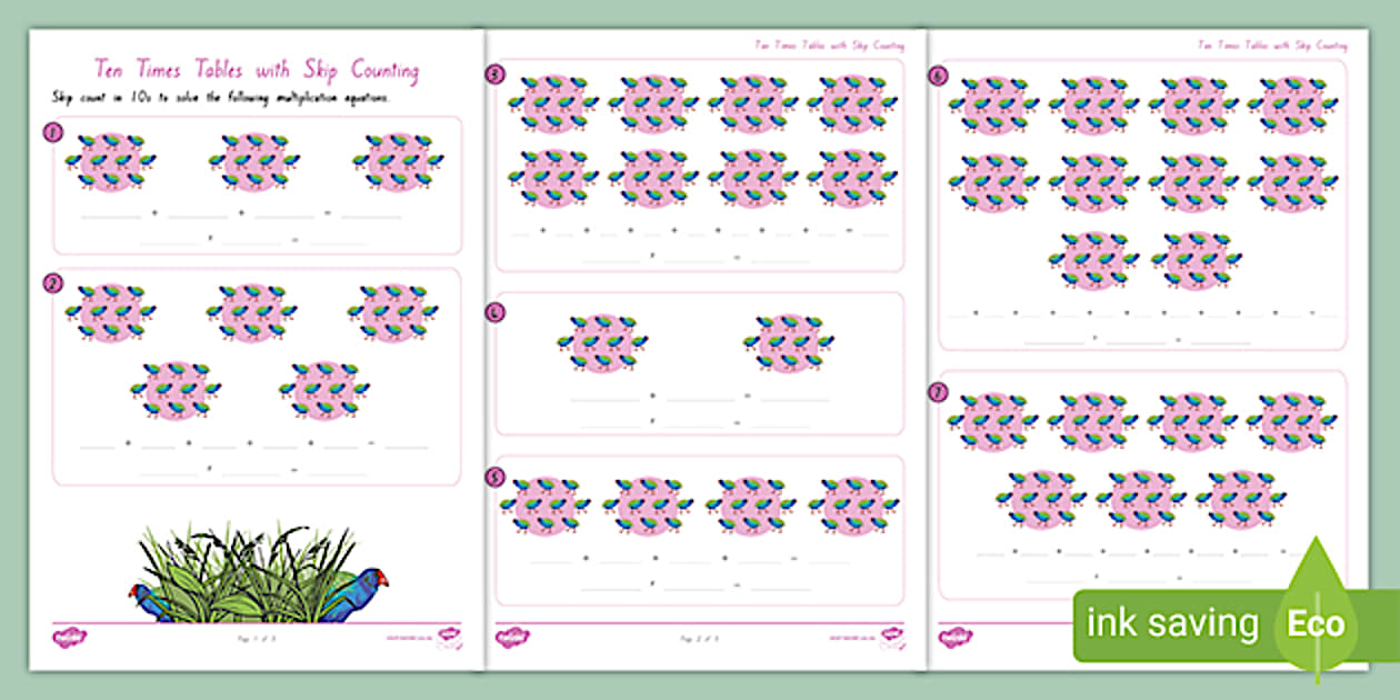 Stage 4 Ten Times Tables with Skip Counting - Twinkl