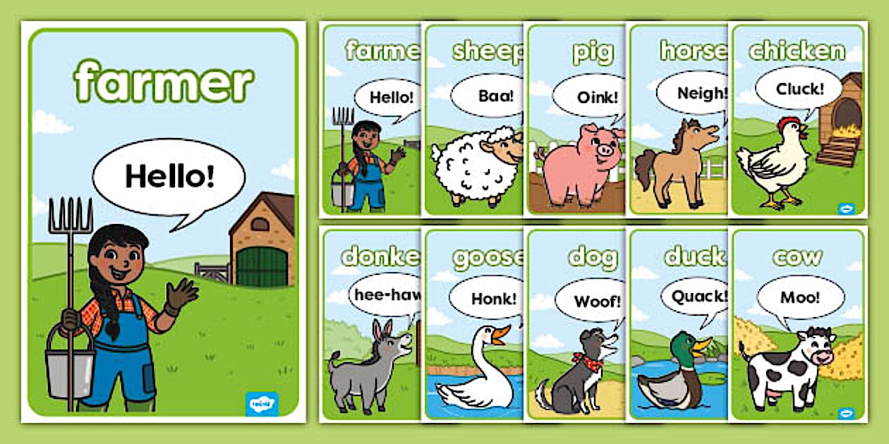 Originals First Words Display Posters: Farm Animals - Twinkl