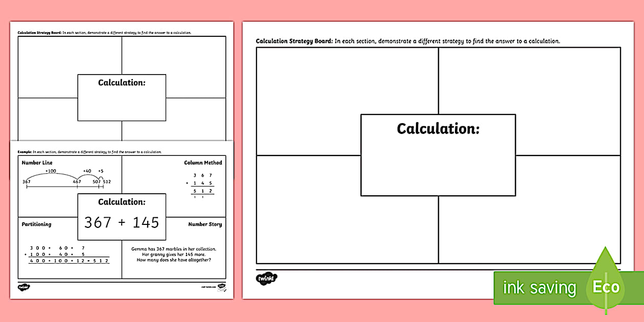 Calculation Strategy Board Worksheet / Worksheet - Twinkl