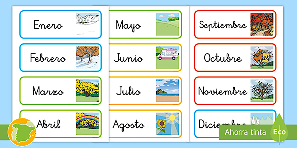 Tarjetas de vocabulario: Los meses del año (Teacher-Made)