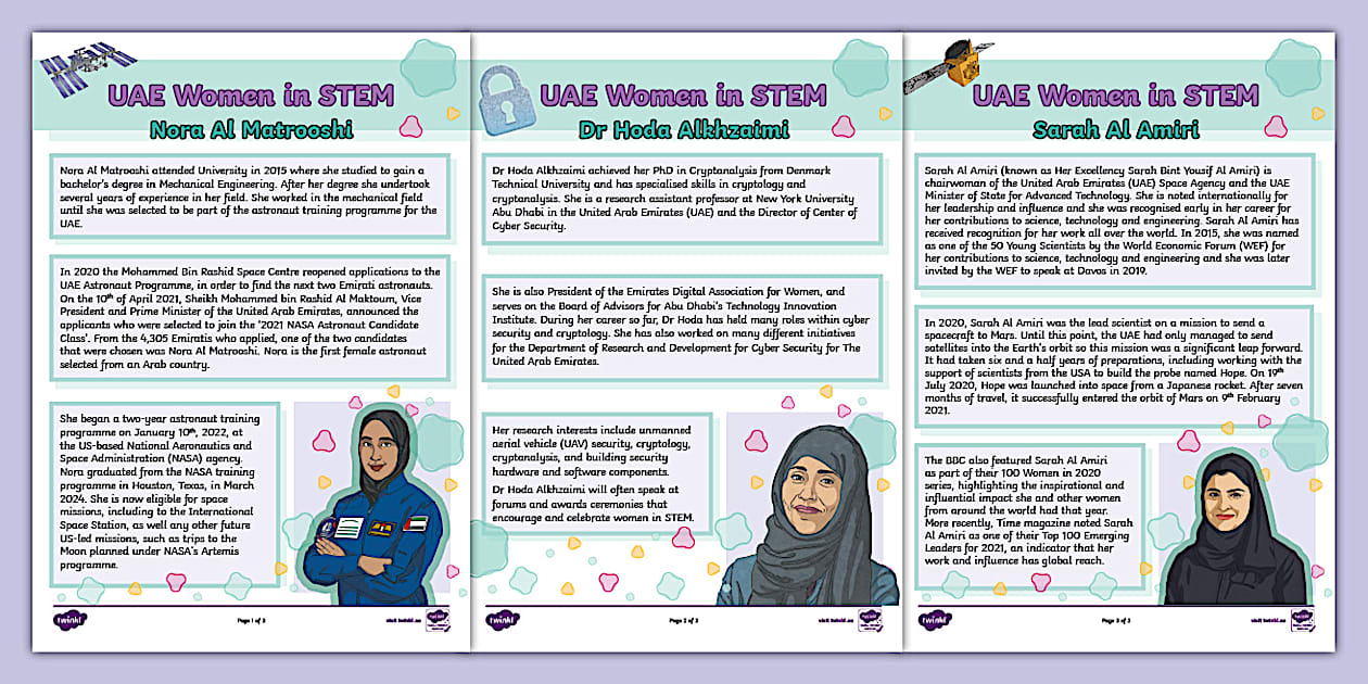 UAE Women in STEM - Fact File (l'enseignant a fait) - Twinkl