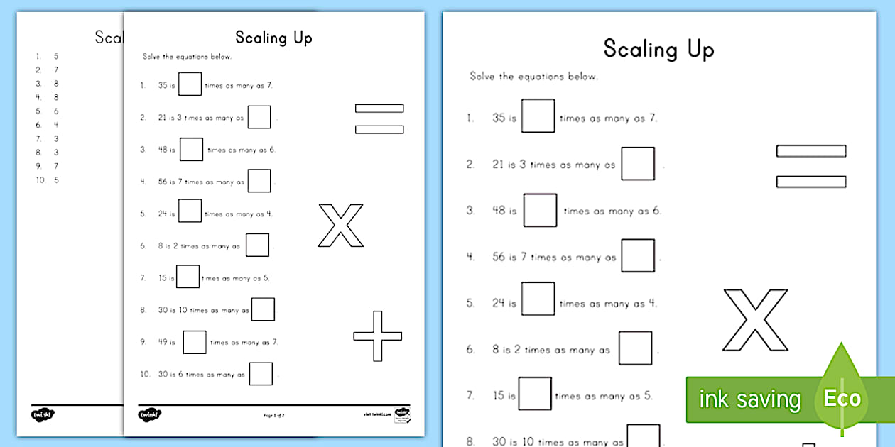 Scaling Up Multiplication Worksheet (teacher made) - Twinkl