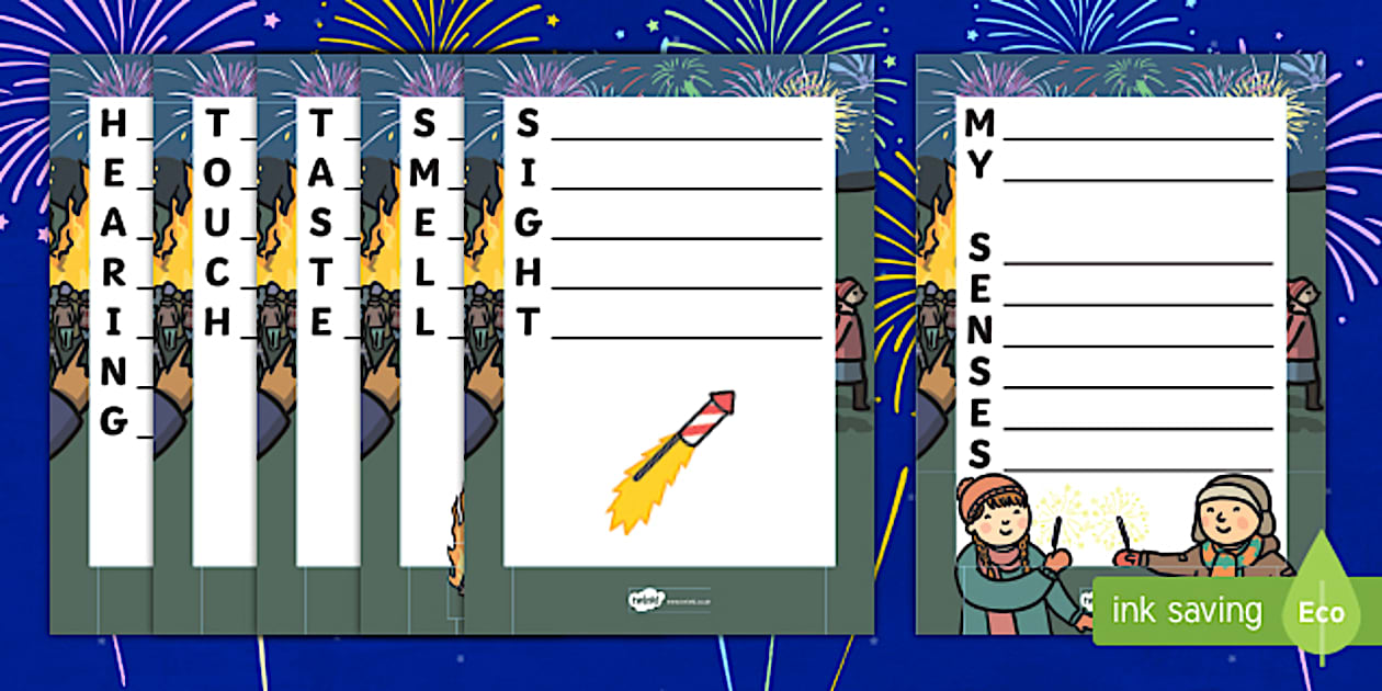 Bonfire Night Poems - Senses - Acrostic Poetry - Twinkl
