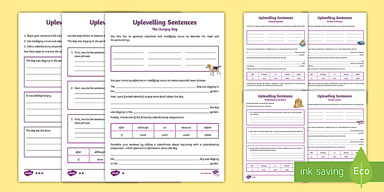 Editable Uplevelling Sentences Worksheets (teacher made)