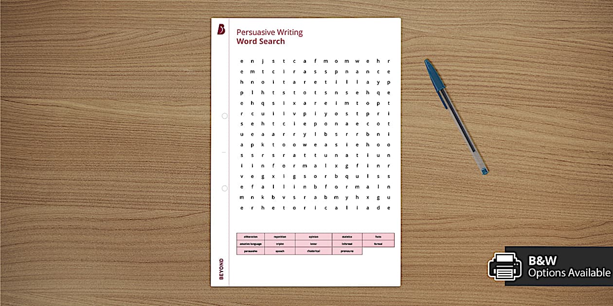 Persuasive Writing Word Search | Formal Writing | Twinkl