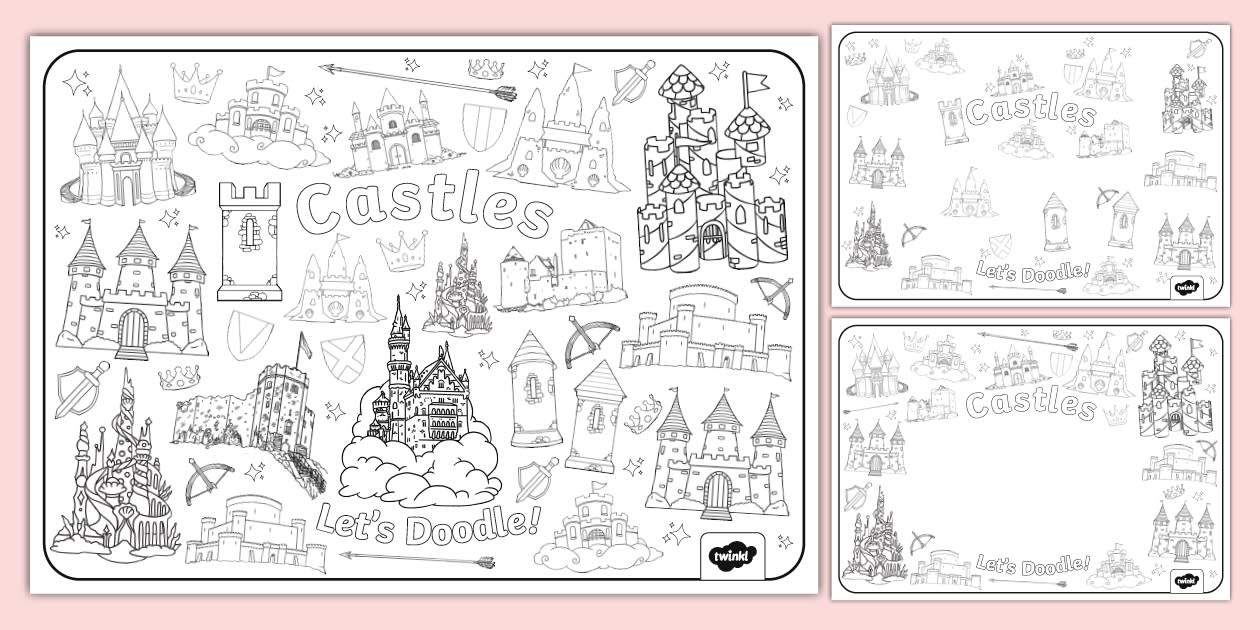 Castle Doodle Colouring Pages - Twinkl - KS1 (teacher made)