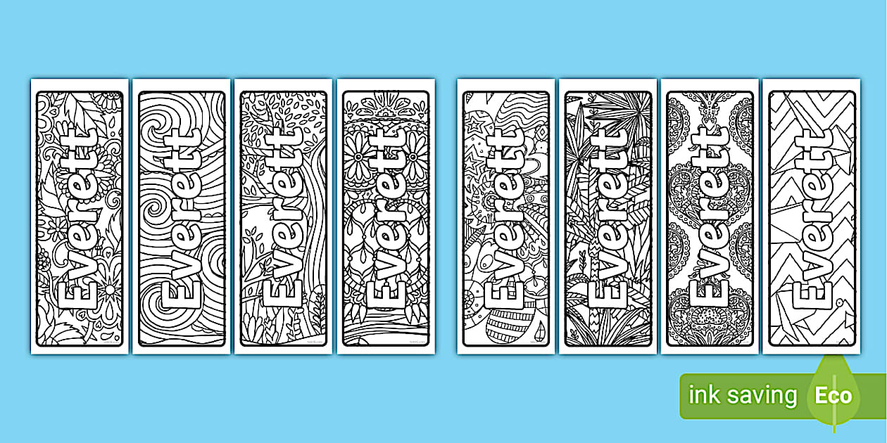Everett Mindfulness Name Colouring Bookmarks | Twinkl | KS1