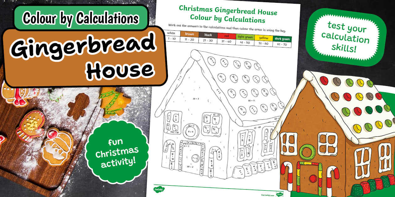 Christmas Gingerbread House Colour by Calculations