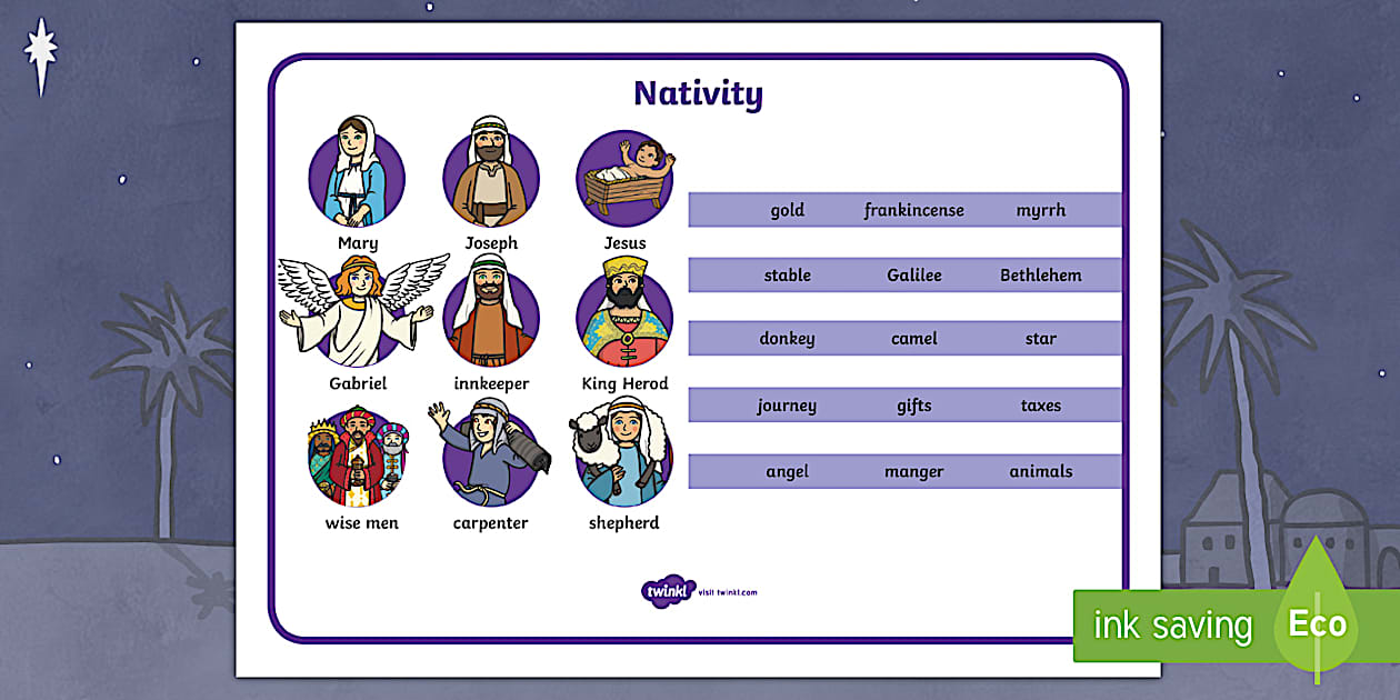 Dyslexic Nativity Word Bank (teacher made) - Twinkl