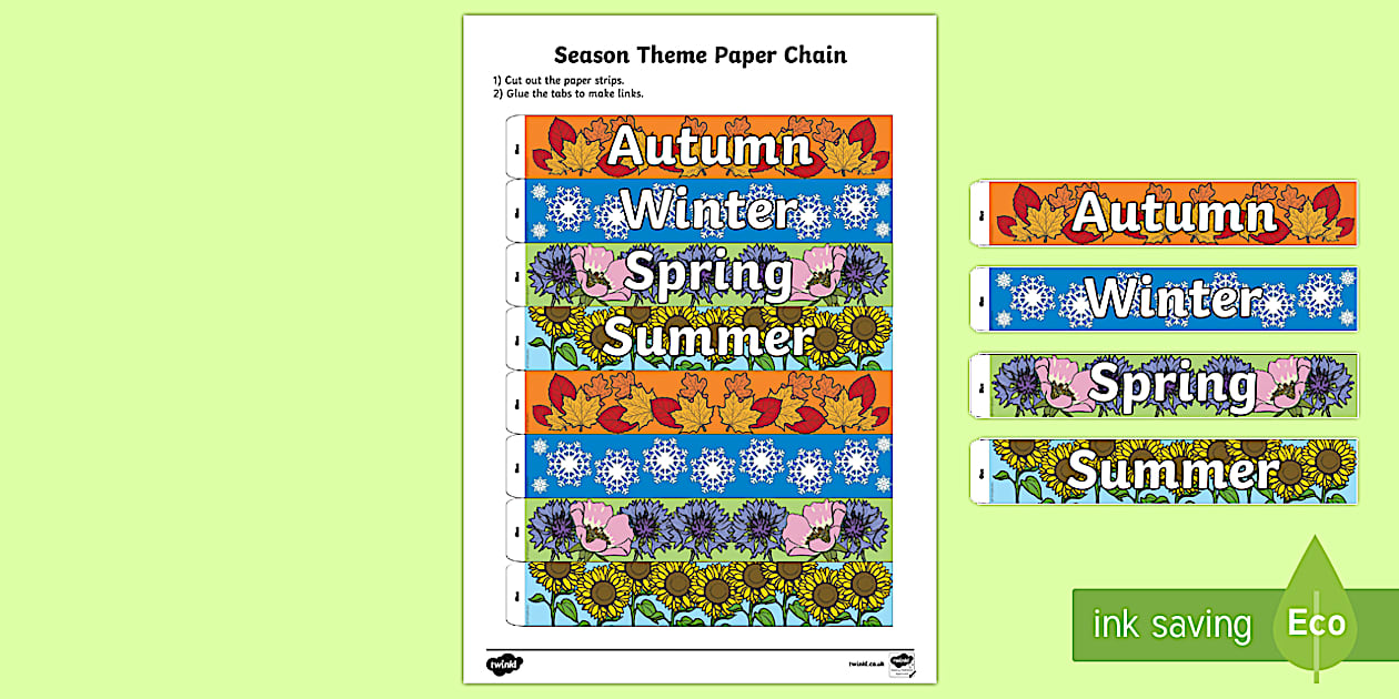 Black and White Seasons Paper Chain Activity - Twinkl